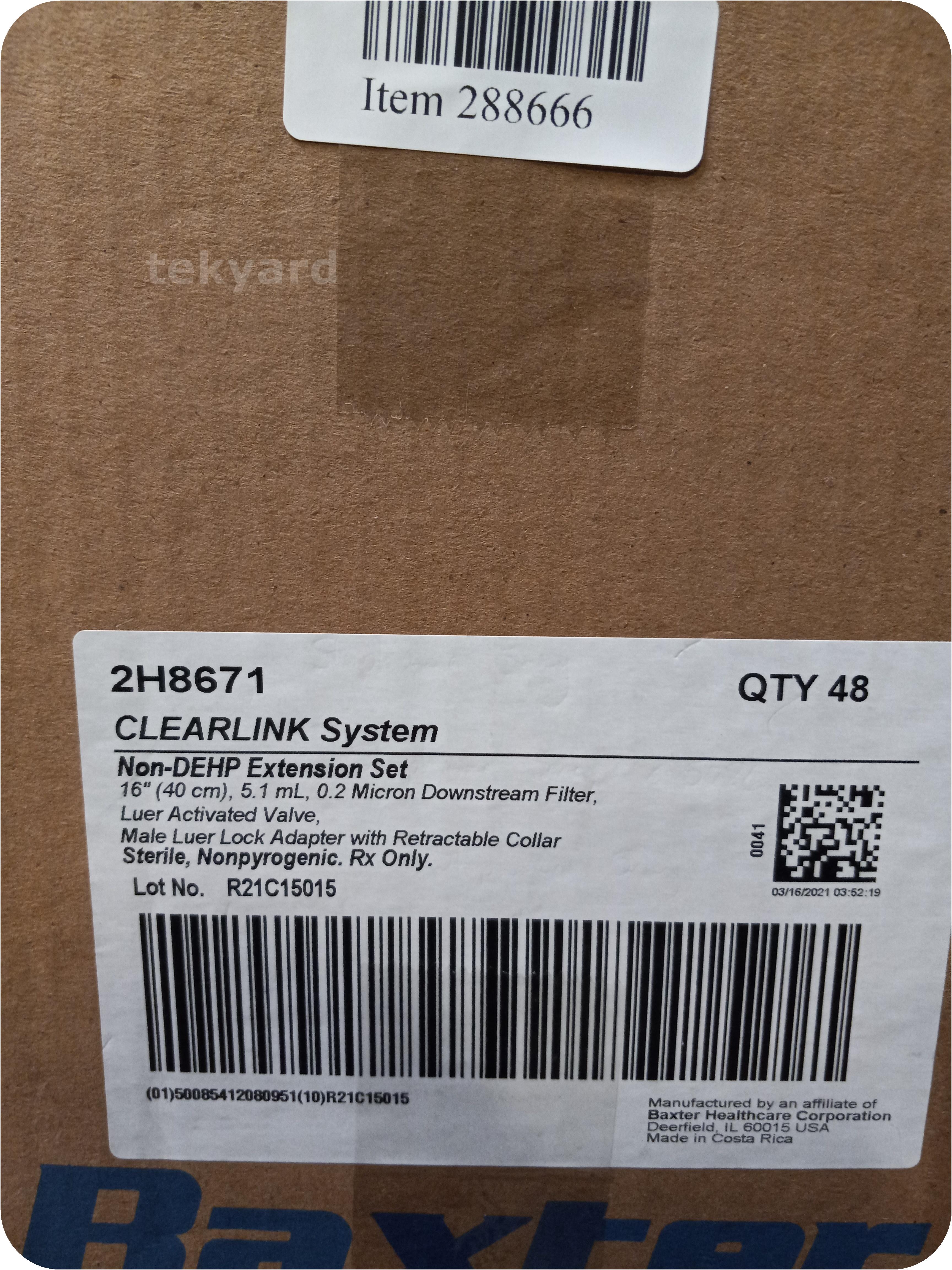 tekyard, LLC. - 288666-Baxter 2H8671 Clearlink System Non-DEHP Extension